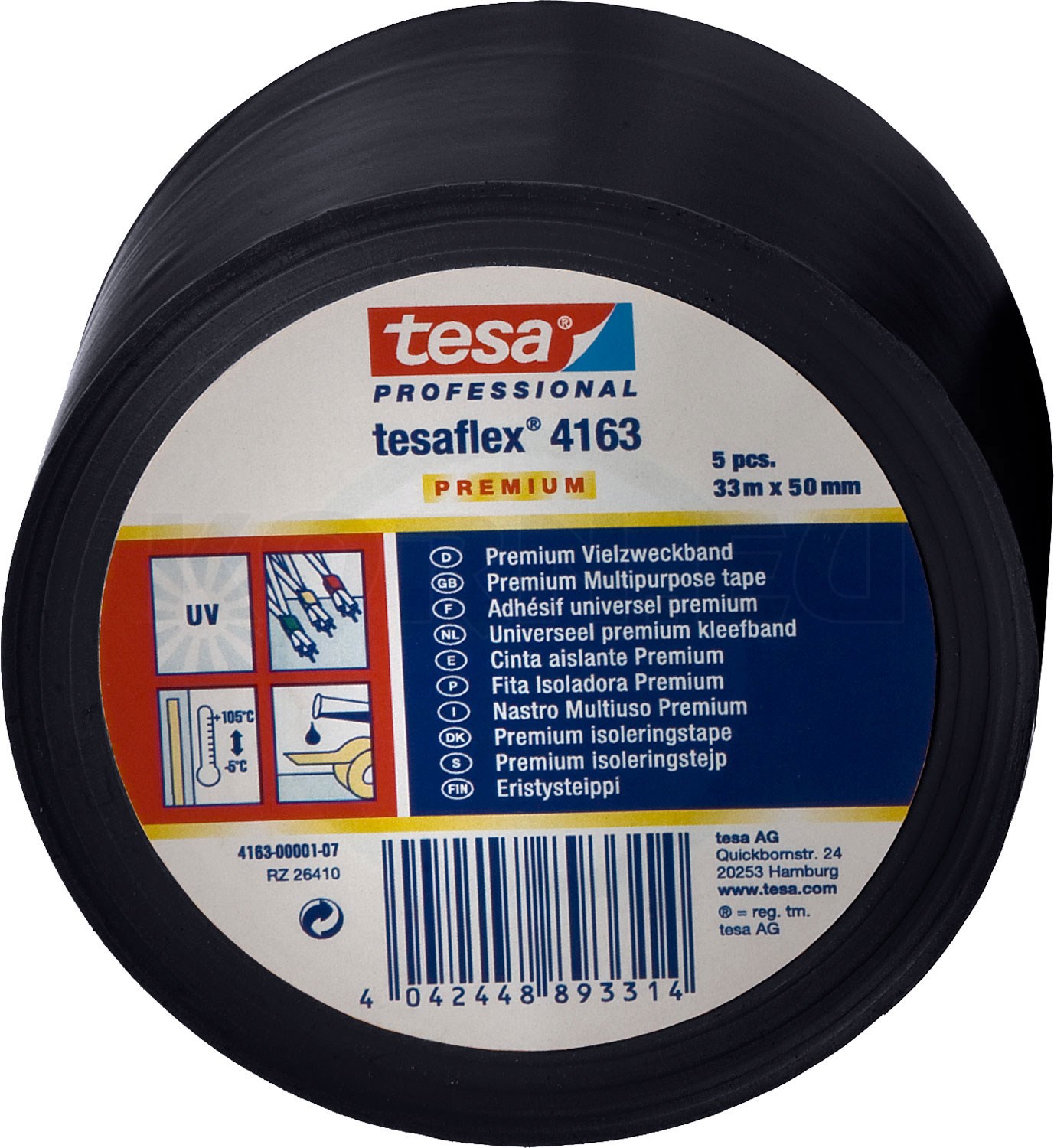 tesa 4163 Klebeband Tanzbodenband 50mm schwarz 33m | Musikhaus