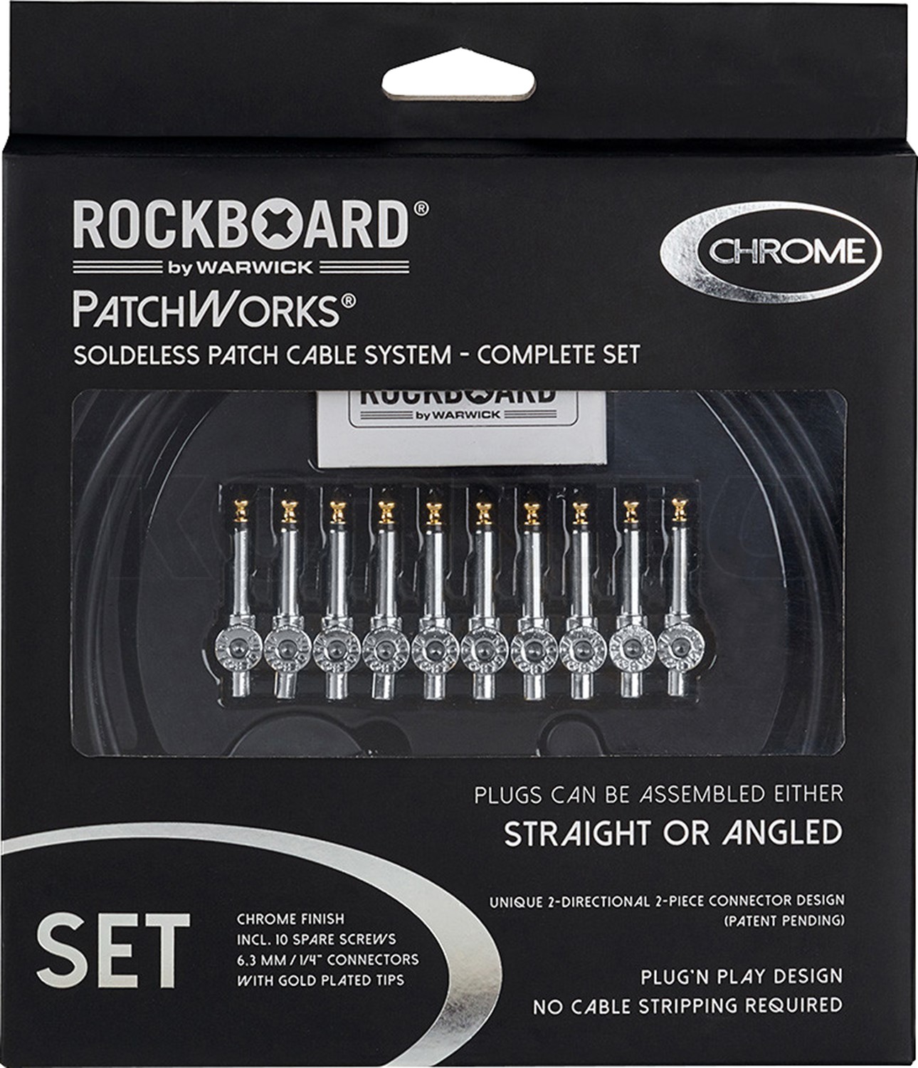 RockBoard PatchWorks Solderless Patch Cable Set - 3 m Kabel + 10 Stecker