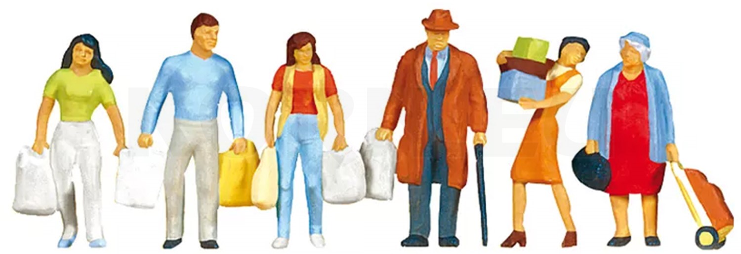 Preiser 10121 Einkaufende mit Tüten und Taschen