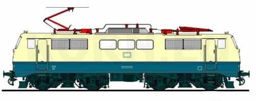 Kuehn 33100 E-Lok BR 111, beige/blau, DB, Ep.IV