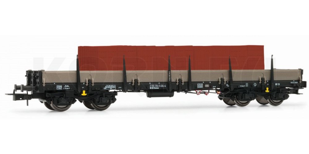 Rivarossi HR6406 Flachwagen Remms 665 der DB, beladen, Ep.IV