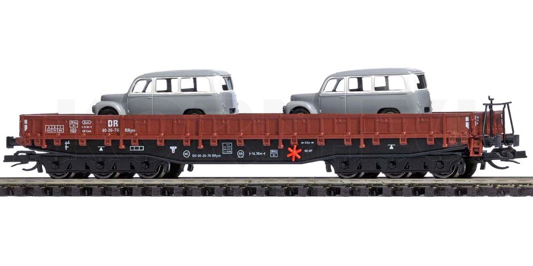 Busch 31173 Flachwagen Samm 4818 & 2 Framo Kleinbusse - Modellbahnshop