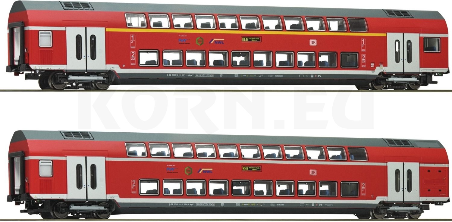 Roco 74148 2-tlg. Set: Doppelstockwagen, DB AG, Ep. VI