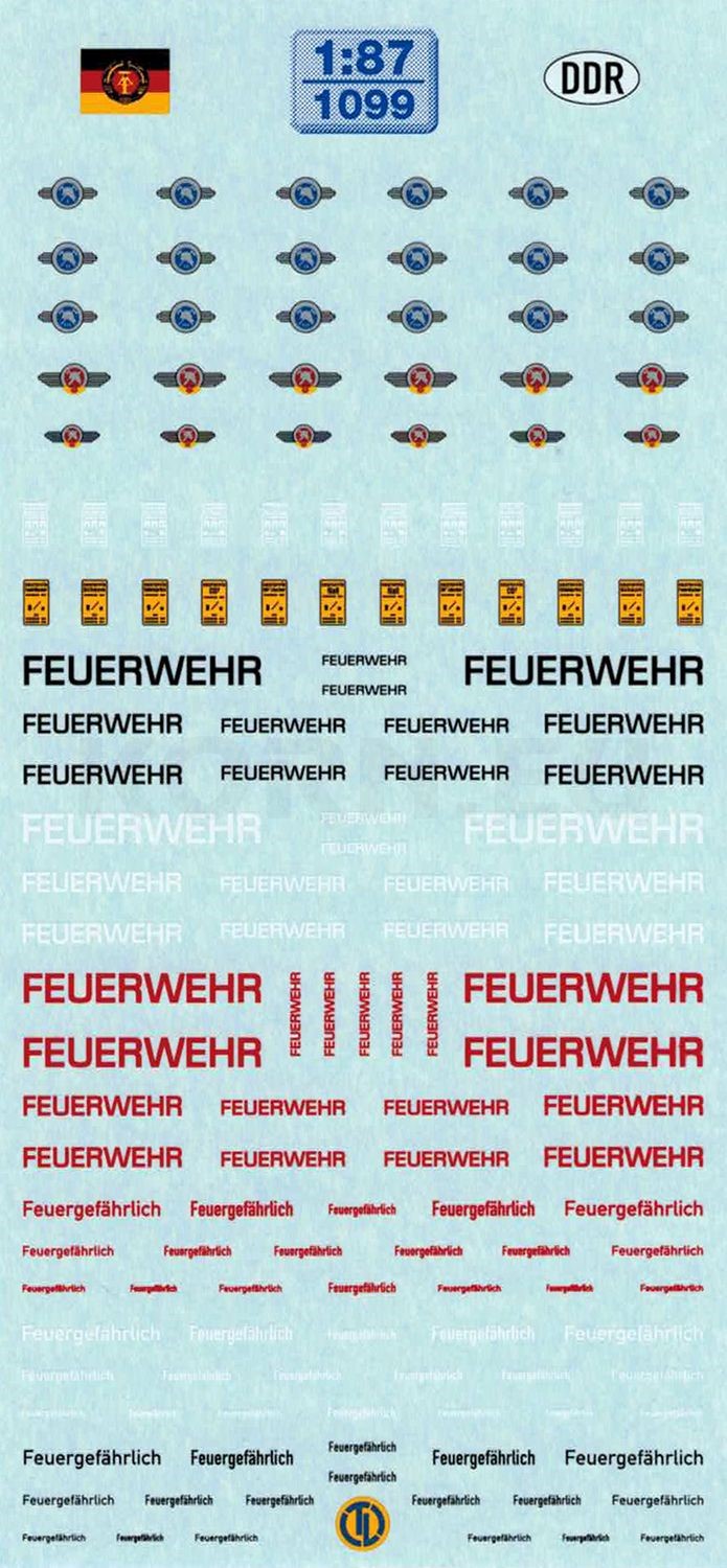 TL-Decals 1099 DDR Beschriftung Feuerwehr