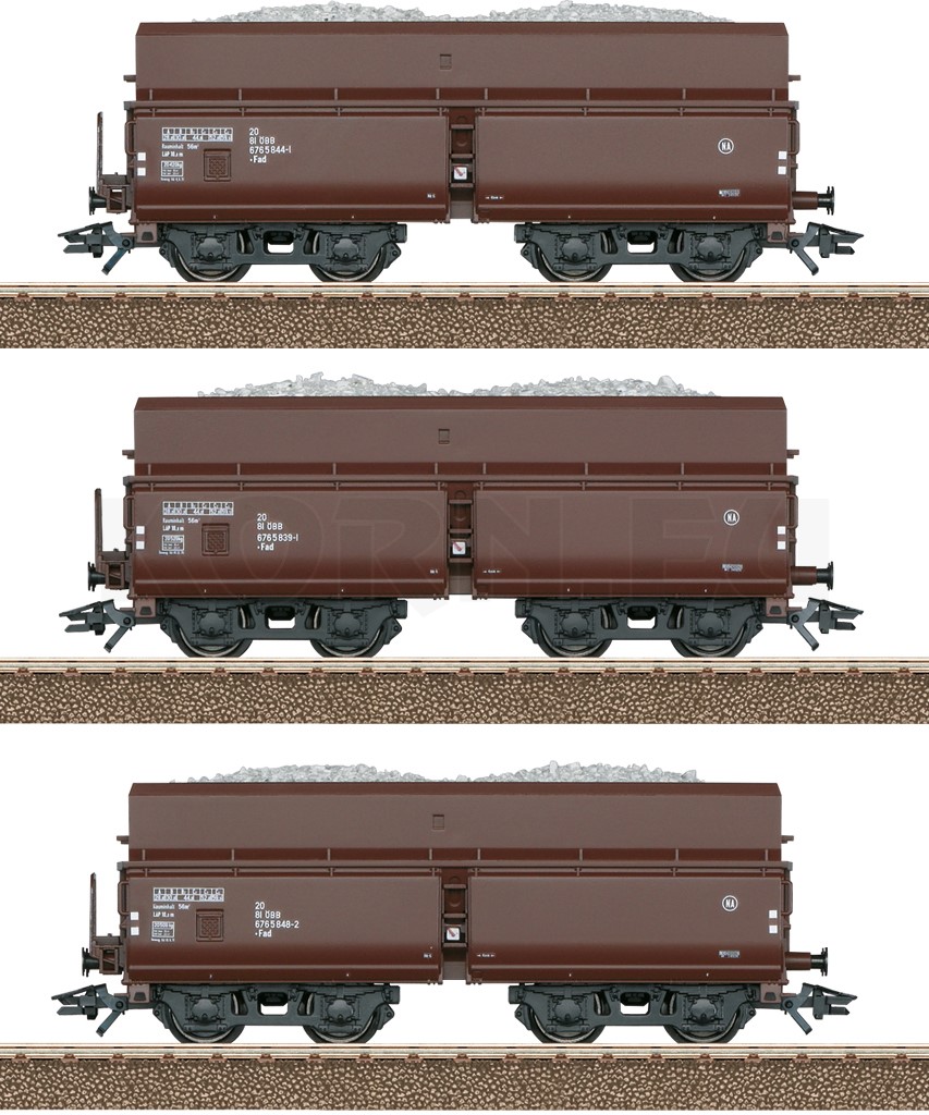 Trix 24121 H0 3er Set Selbstentladewagen Fad, ÖBB,...