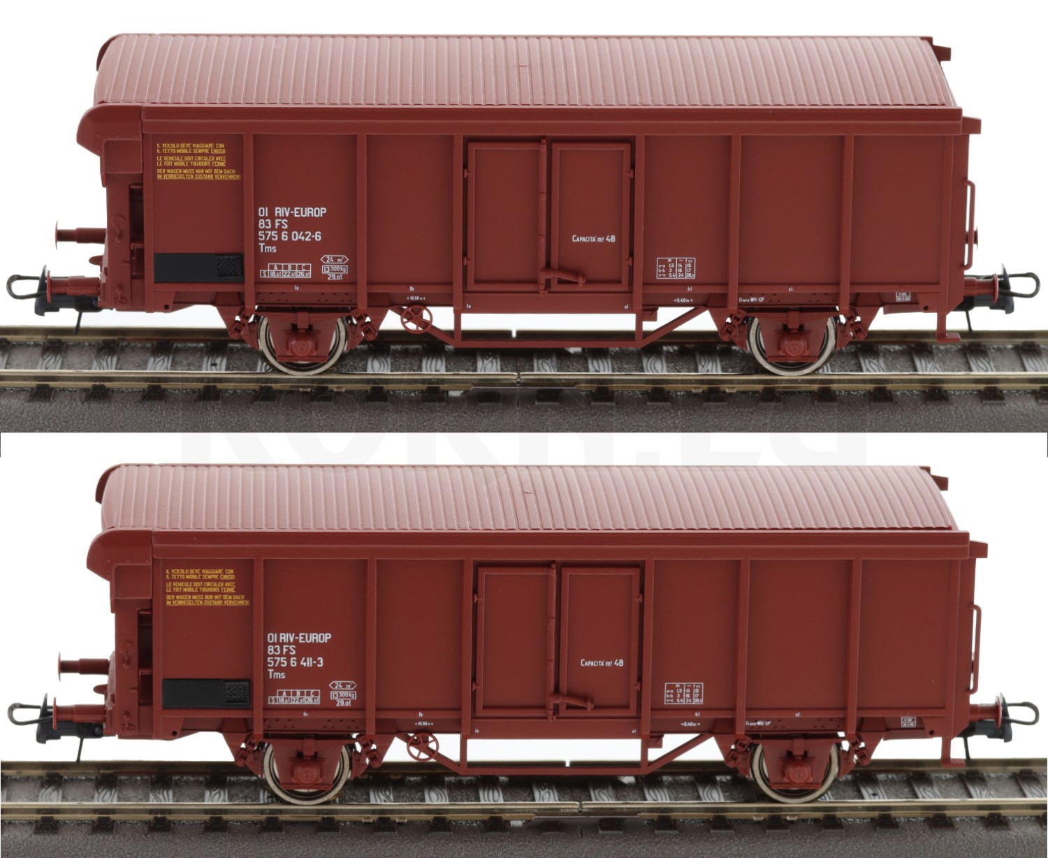 Roco 6600082 H0 2er Set Rolldachwagen Tms, FS, Ep.IV - Modellbahnshop