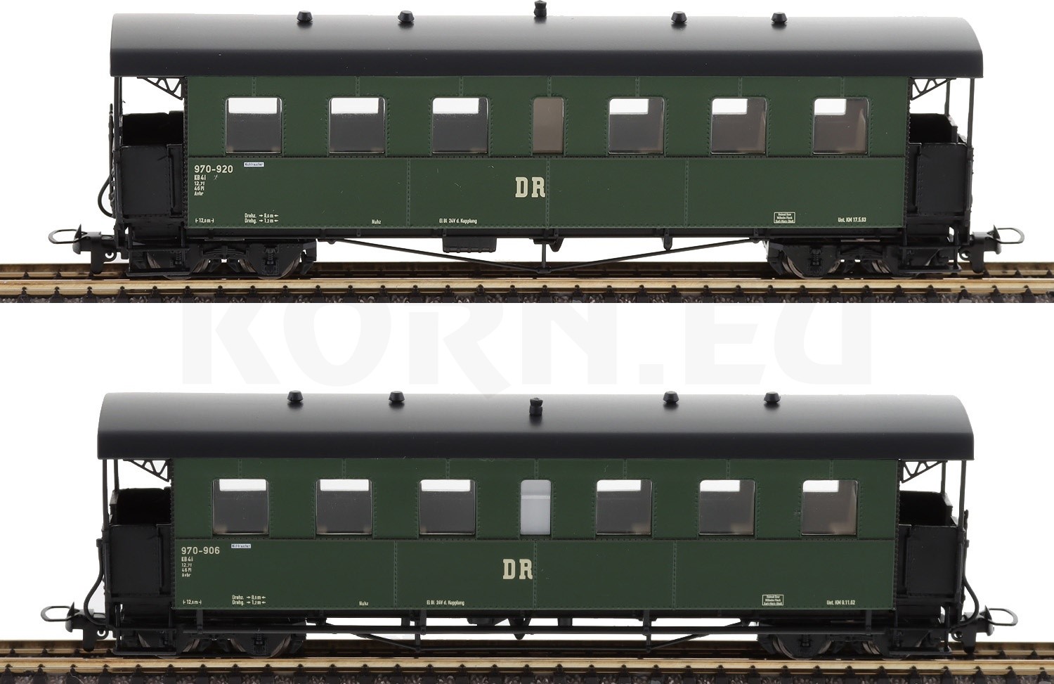 Tillig 03996 H0e 2er Set Personenwagen KB4i, DR, Ep.III