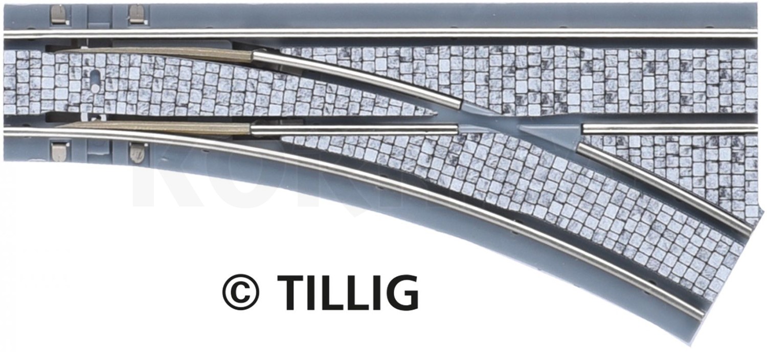 Tillig 87098 Parallelweiche R 204 rechts Pflaster