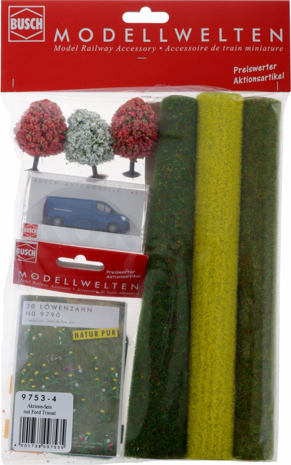 Busch 9753-4 H0 Aktions-Set mit Ford Transit