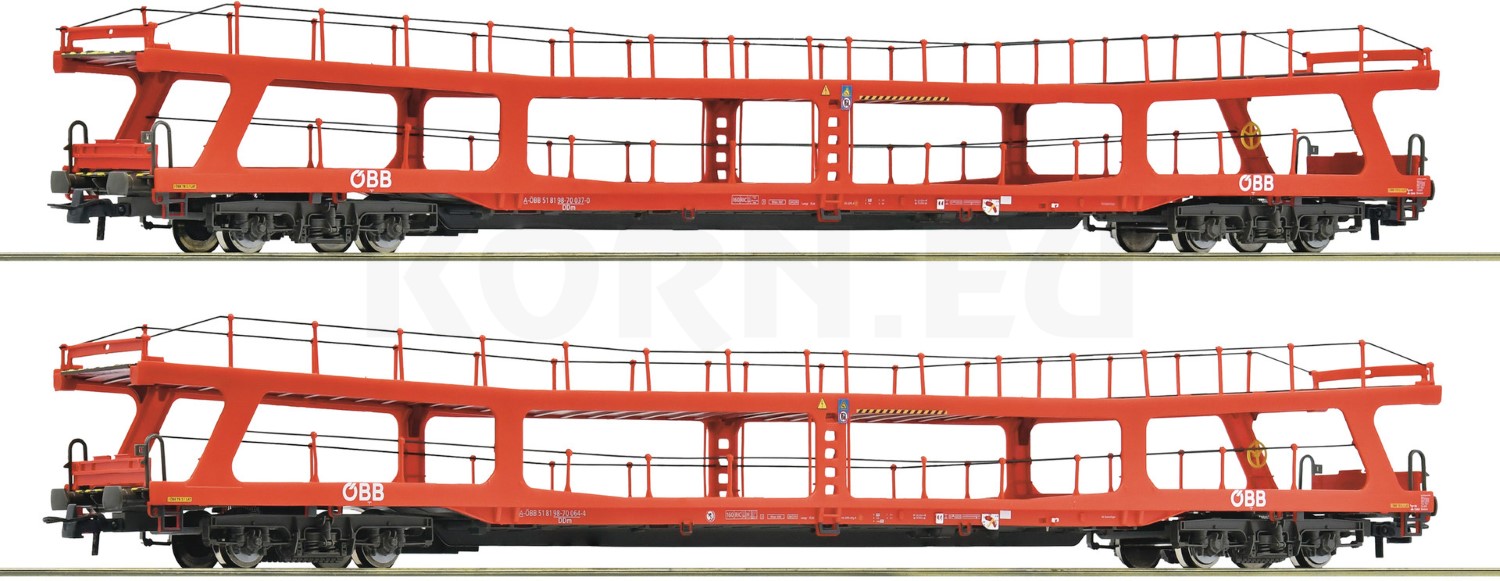 Roco 6600105 H0 2er Set Autotransportwagen DDm, ÖBB,...