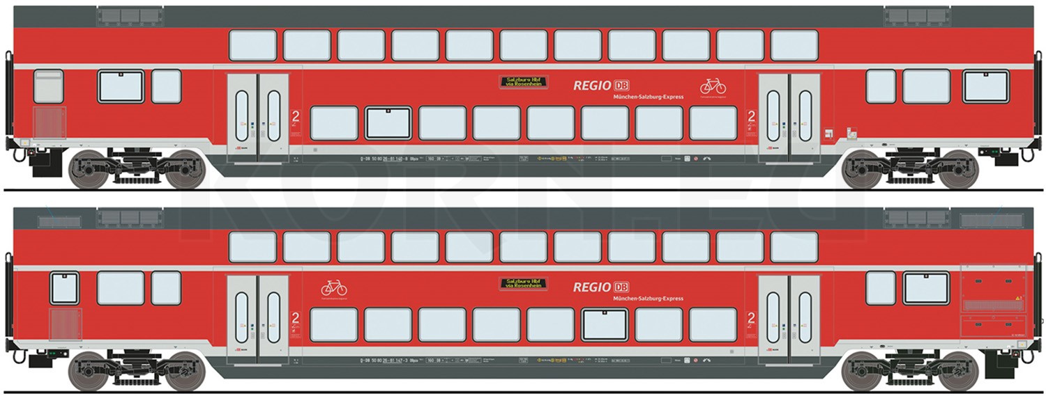 Roco 6200145 H0 2er Set Doppelstockwagen DBpza, DB...