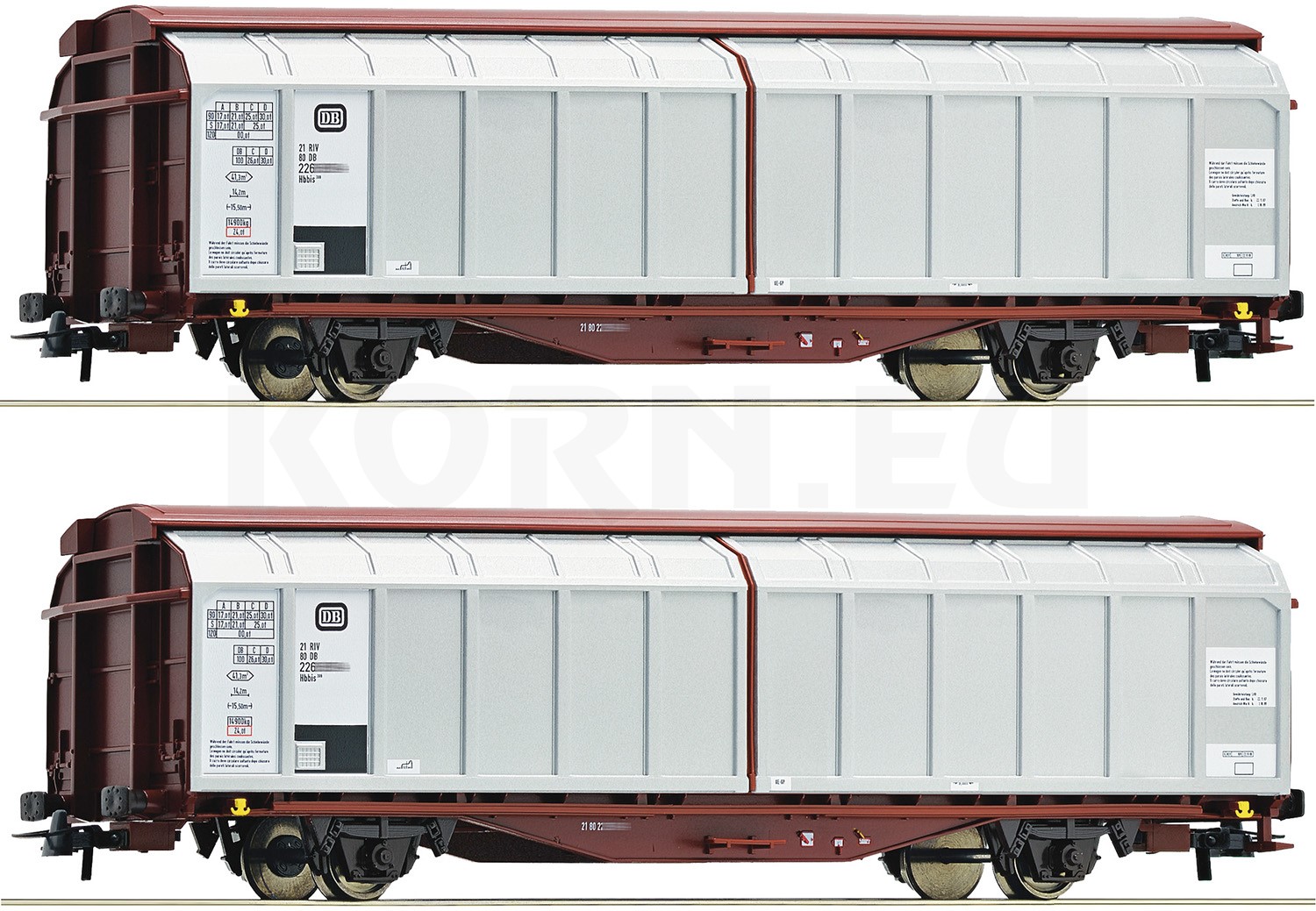 Roco 6600111 H0 2er Set Schiebewandwagen Hbbis, DB,...