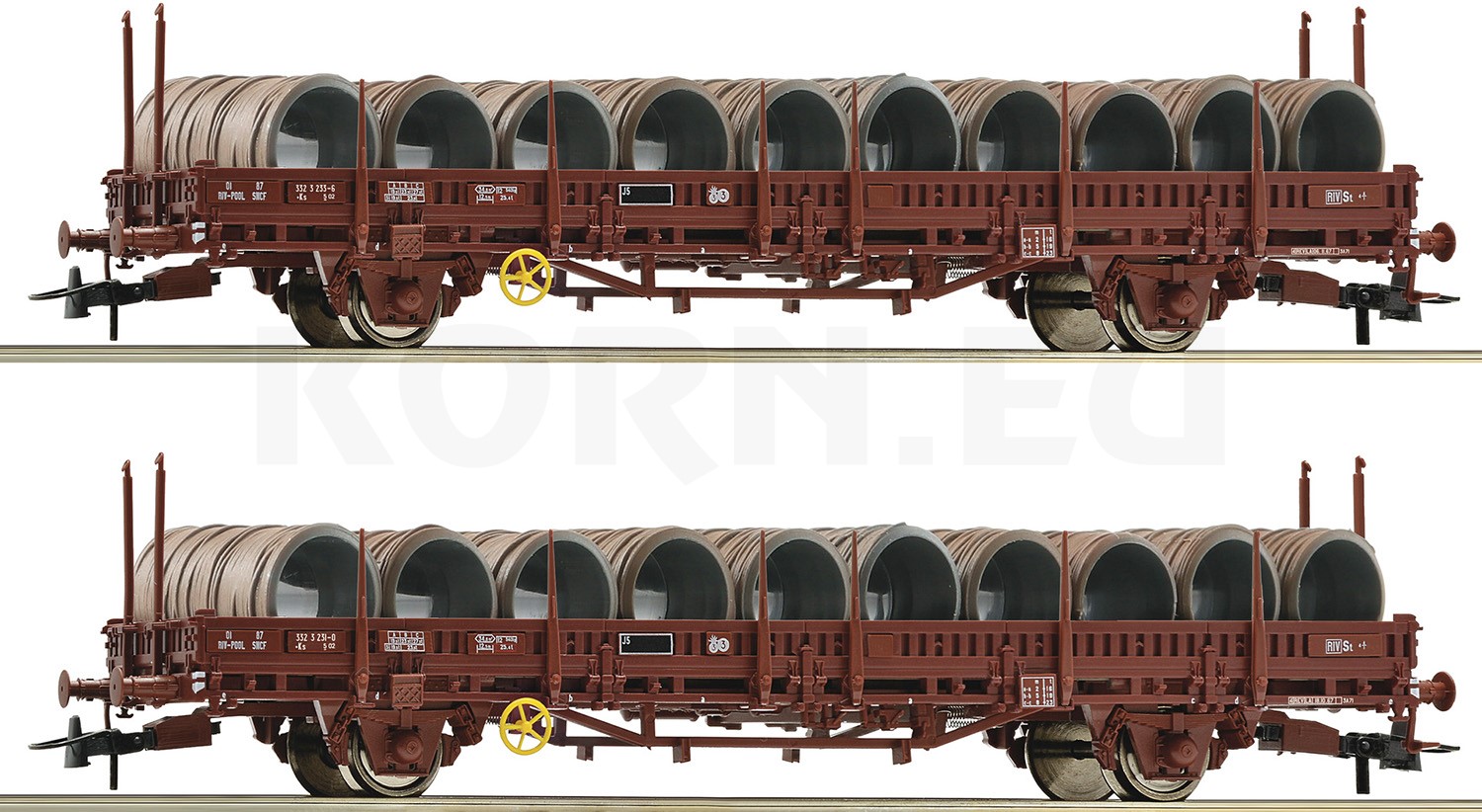 Roco 6600119 H0 2er Set Schwenkrungenwagen Ks mit...