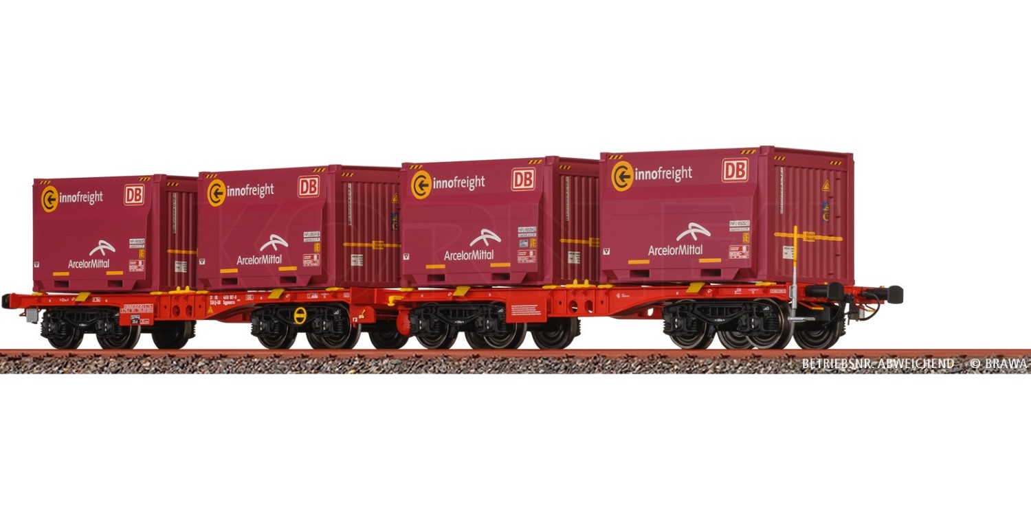 Brawa 50932 H0 Drehgestellflachwagen Sggmmrrs...