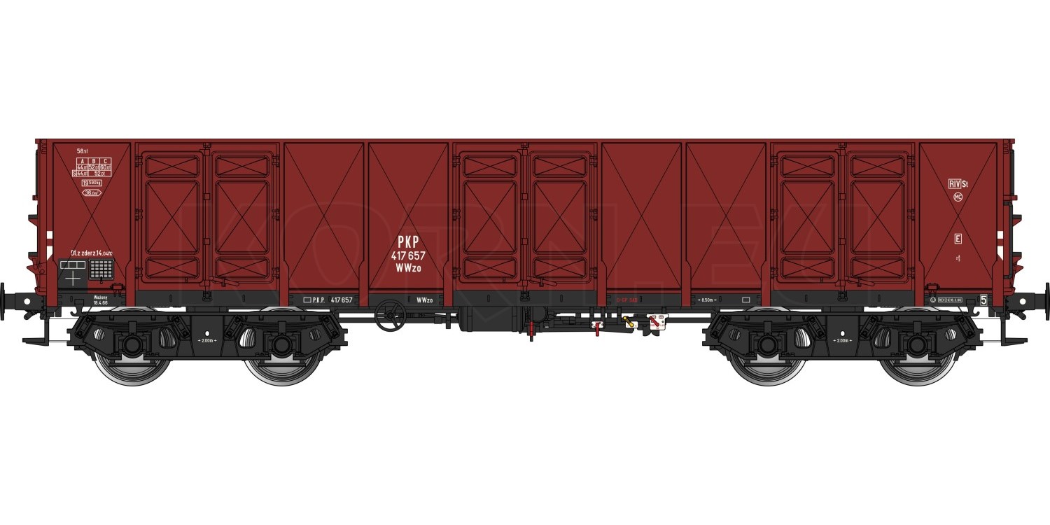 Albert Modell 417004 H0 Offener Güterwagen WWzo, PKP, Ep. III