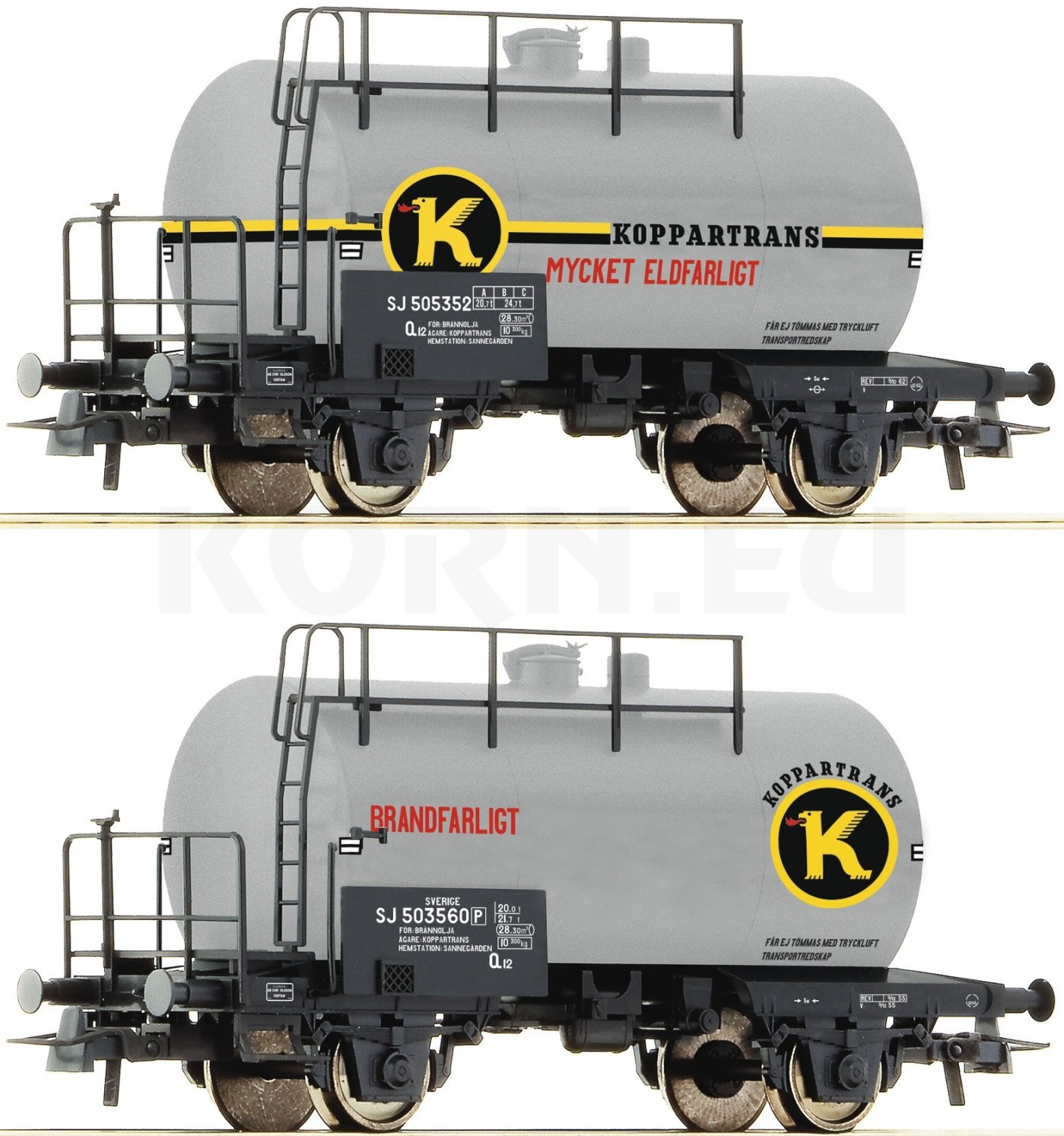 Roco 6600302 H0 2er Set Kesselwagen, Koppartrans,...
