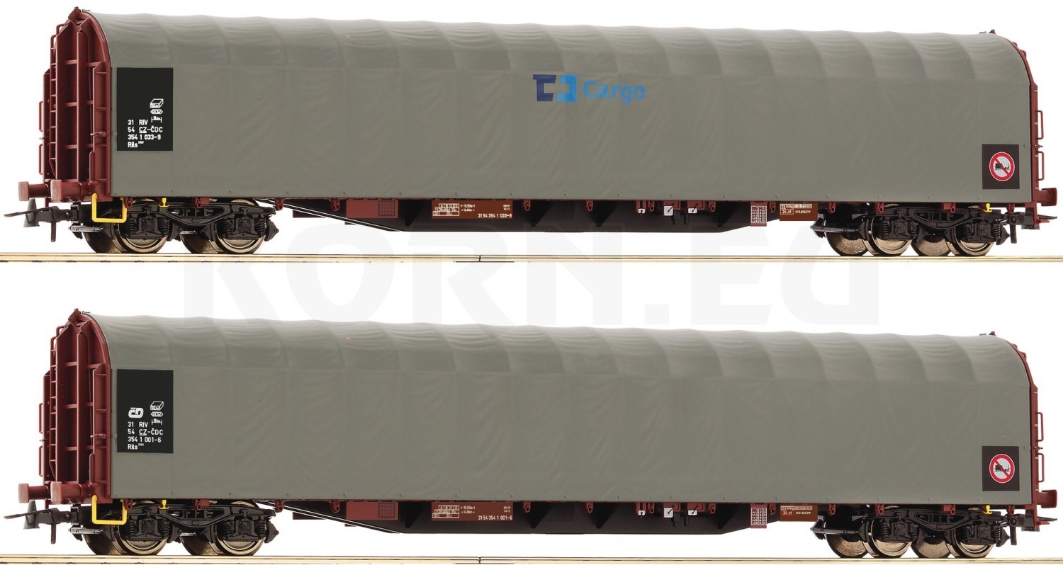 Roco 6600159 H0 2er Set Schiebeplanenwagen, CD, Ep. VI