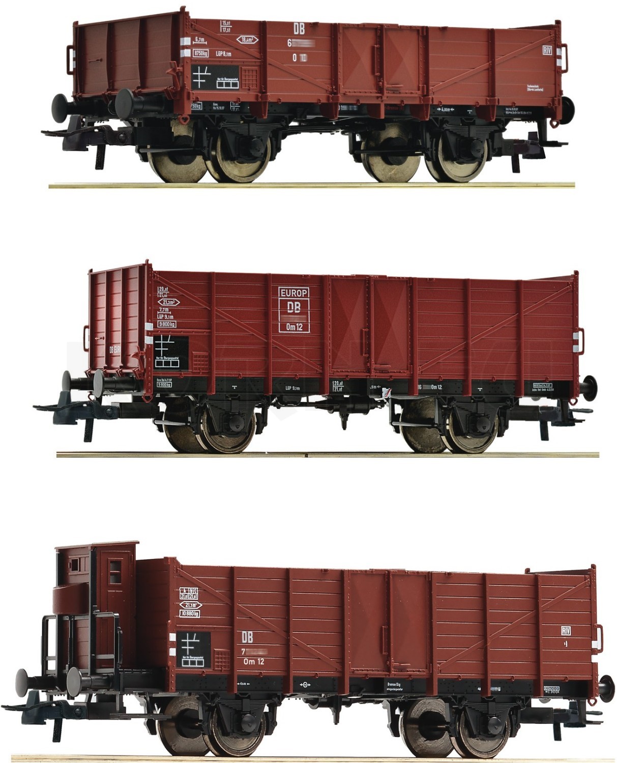 Roco 6600303 H0 3er Set offene Güterwagen, DB, Ep. III