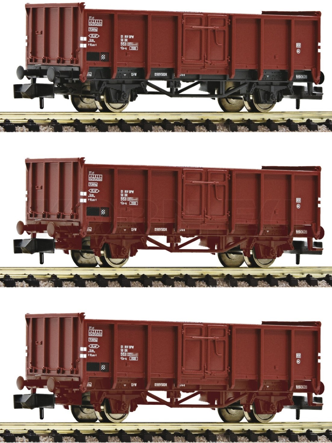 Fleischmann 6660156 N 3er Set offene Güterwagen, DR, Ep. IV