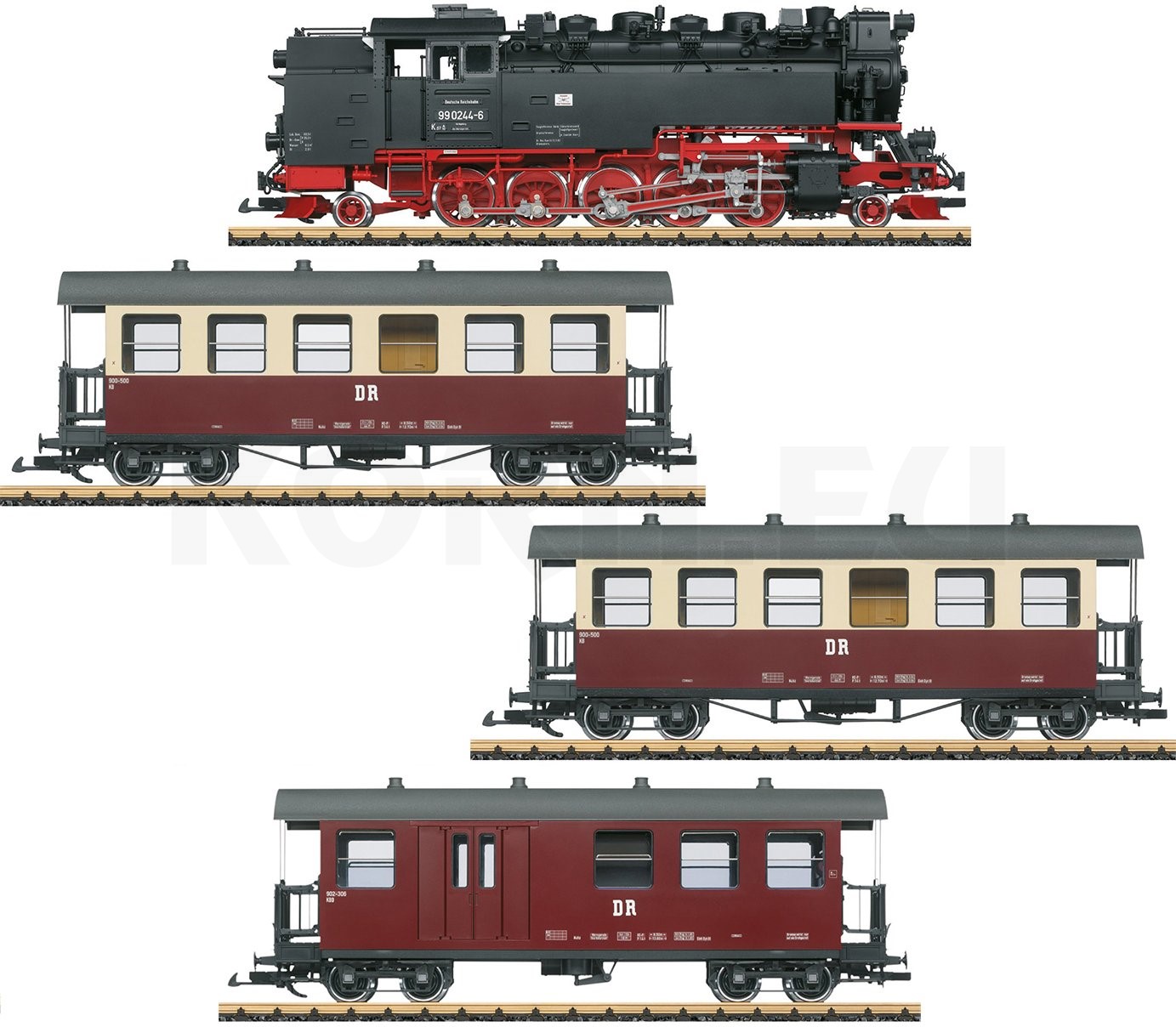LGB 26818 Dampflok + 37712 Gepäckwagen + 2x...