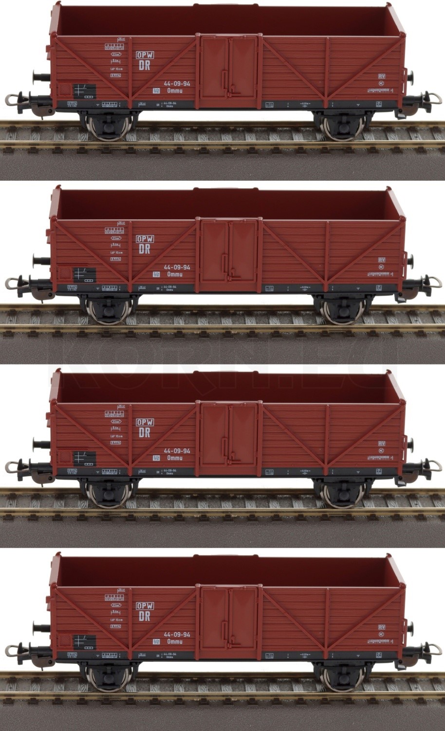 Piko 4er Güterwagenset 54864 Ommu44, DR, Ep. III