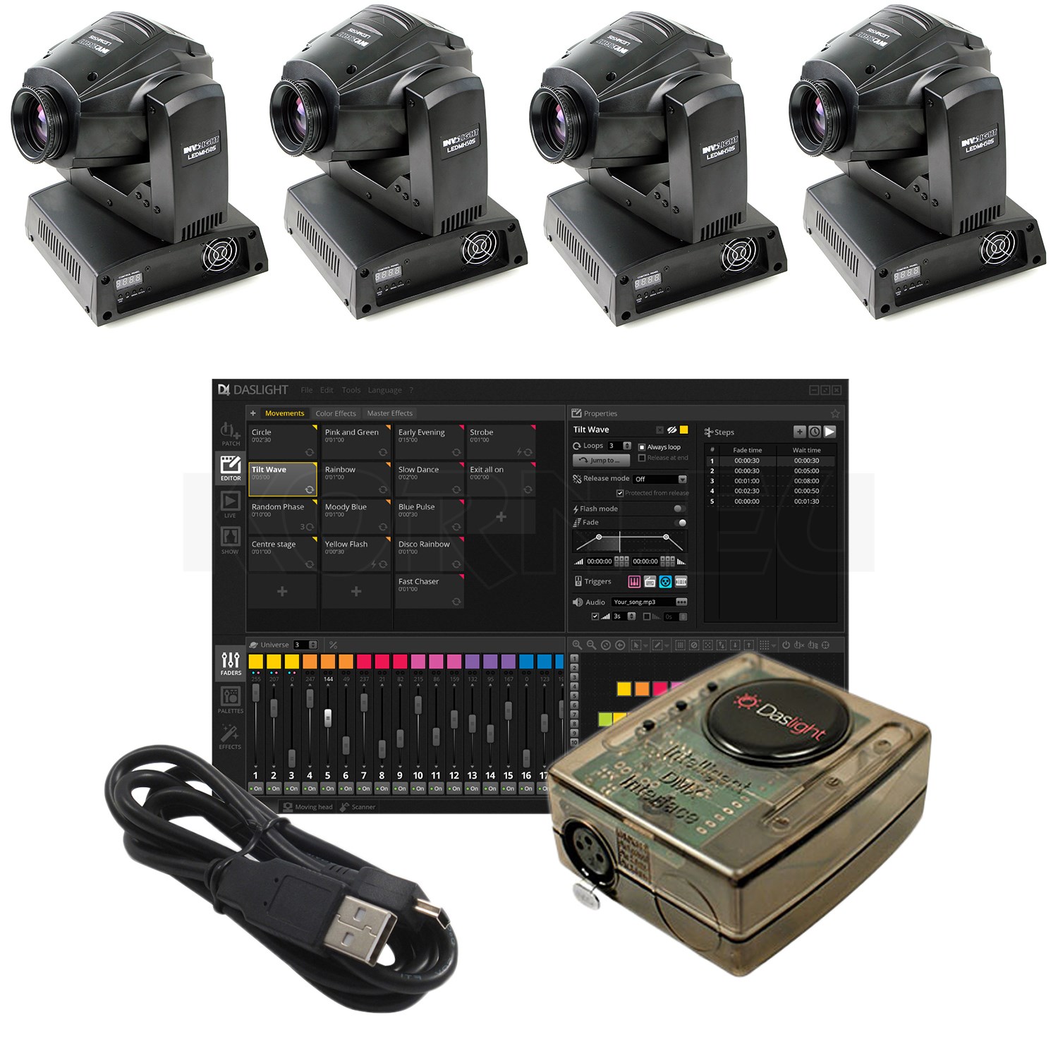 Involight LED MH50S 4er Set + Daslight DVC FUN | Musikhaus