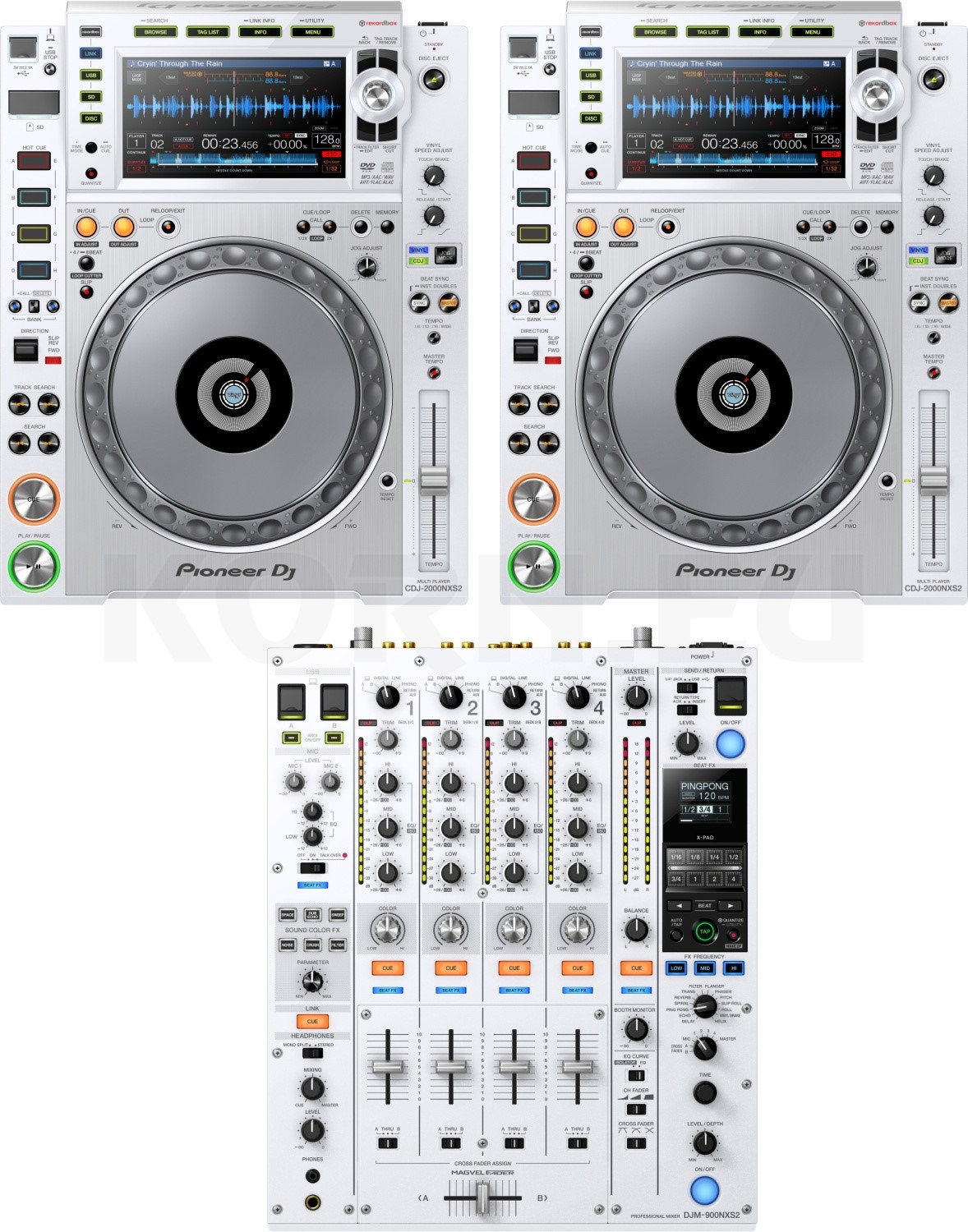 Pioneer DJ CDJ-2000 NXS2 W Doppelpack + DJM-900 NXS2 W DJ Set