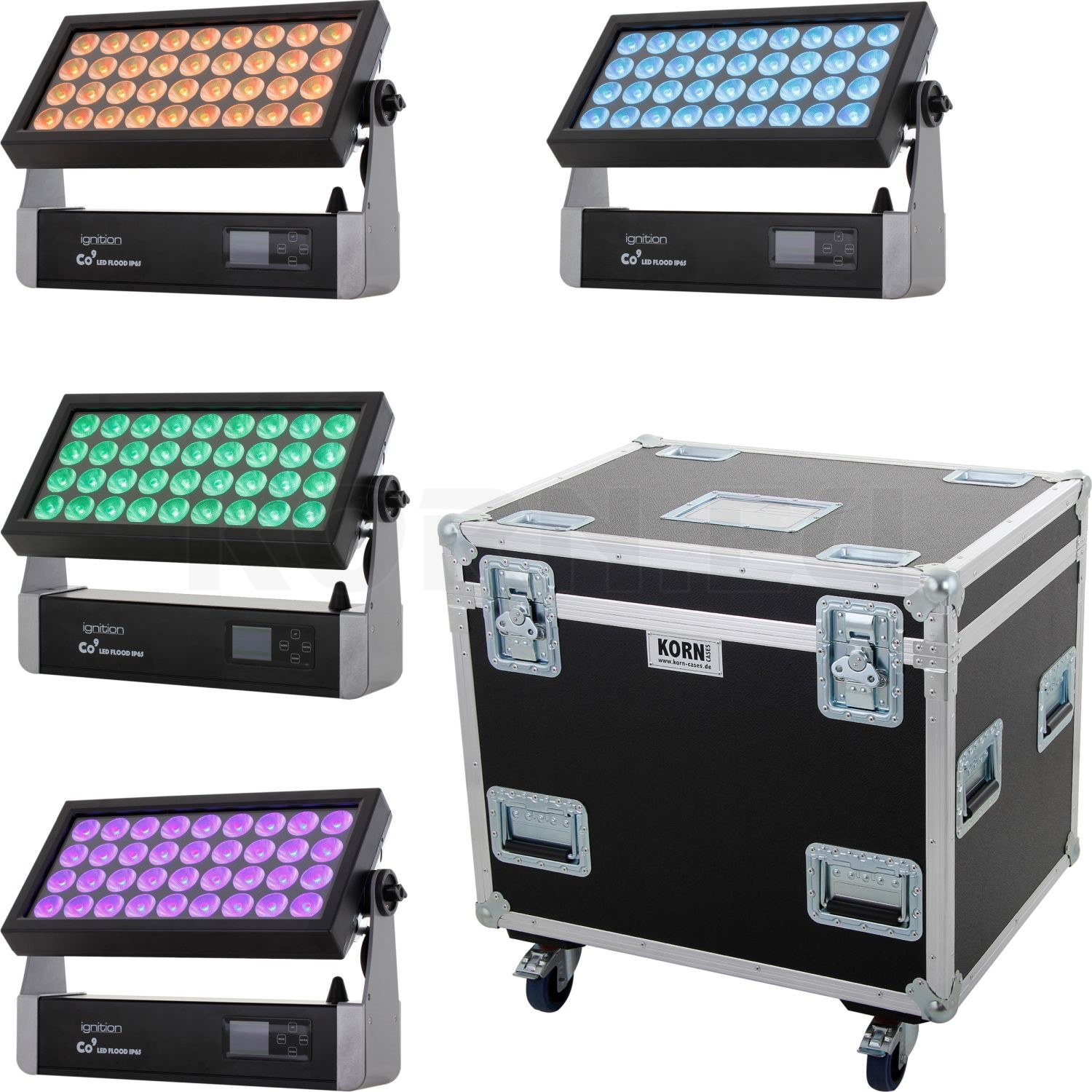 Ignition Co9 LED Flood 4er Pack + Korn Case Bundle