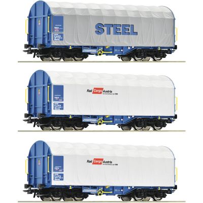 Roco 77024 3-tlg.Set: Schiebeplanenwagen, ÖBB, Ep.VI